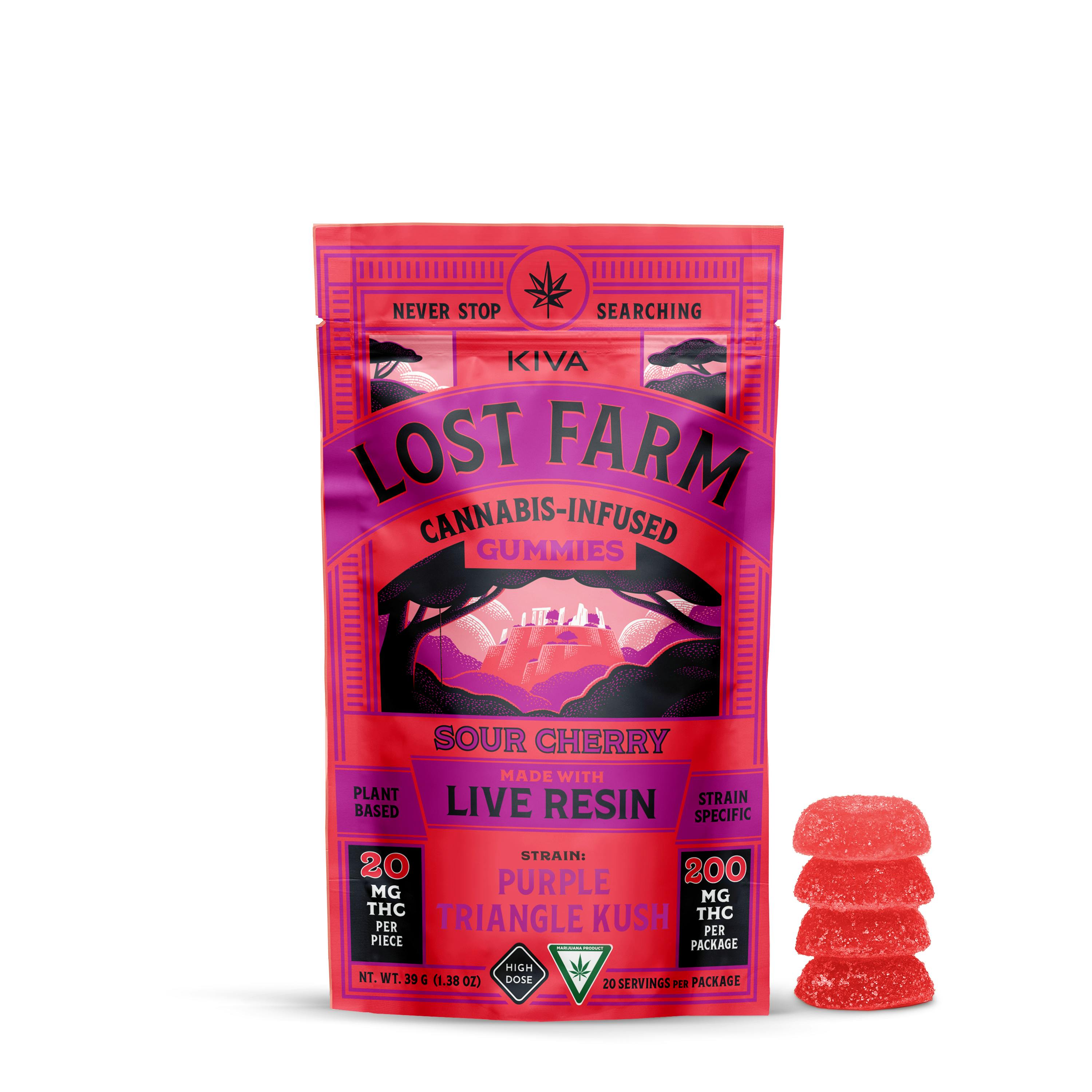 Lost Farm | Sour Cherry (Purple Triangle Kush) Live Resin Gummies 10pc ...