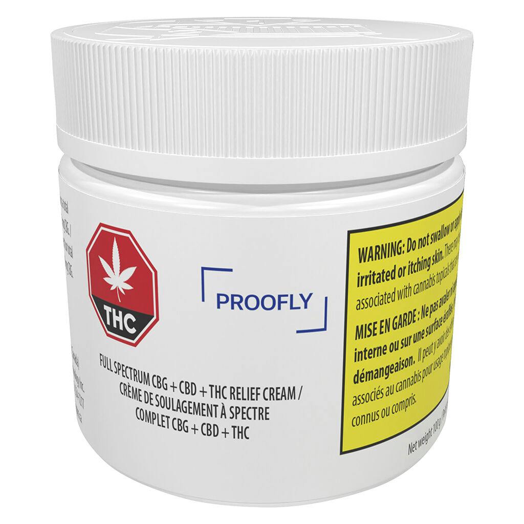 PROOFLY - Full Spectrum CBG + CBD + THC Relief Cream - 100g