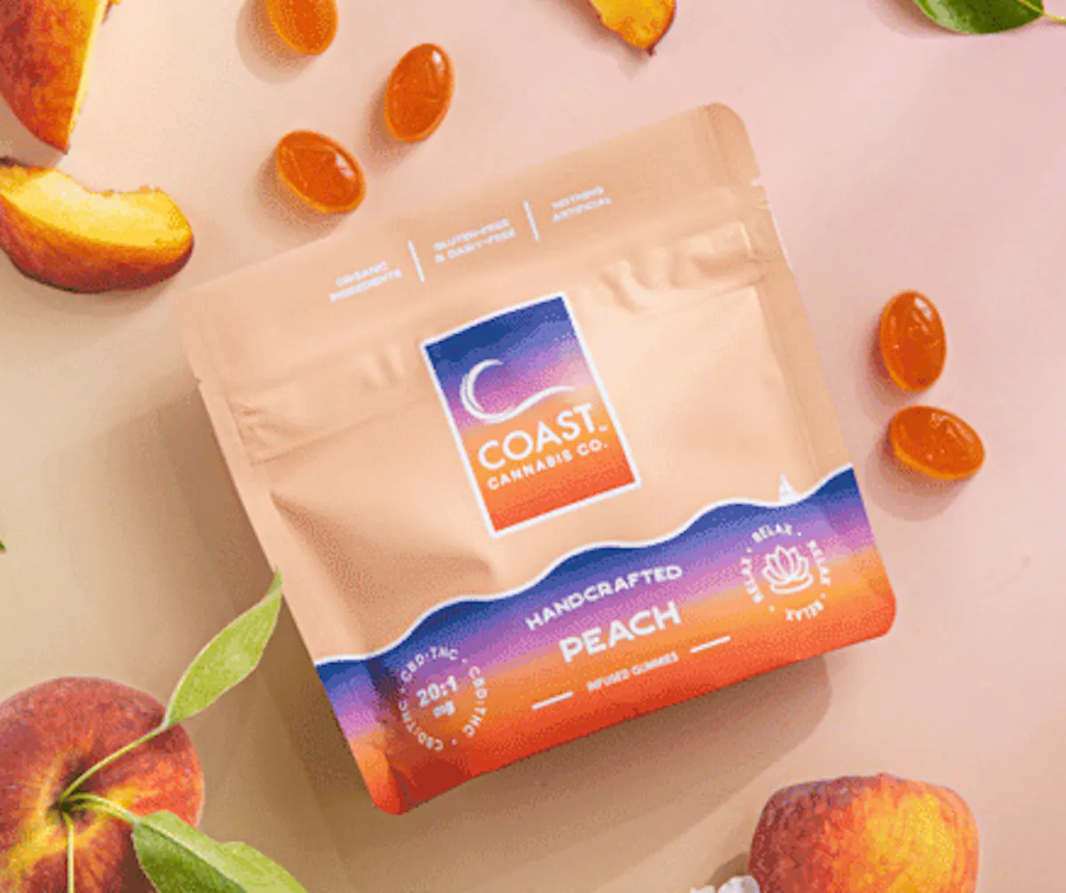 Coast 20:1 Peach Gummies 20mg 20pk (CBD:THC) N/A Edibles | COAST ...
