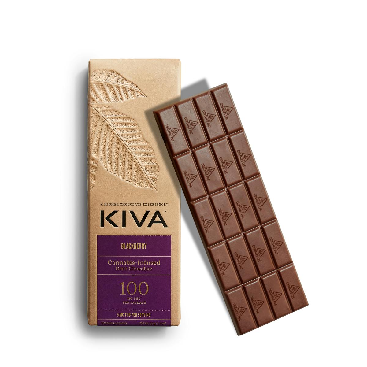Blackberry Dark Chocolate Cold Water Hash Bar .1g Edibles | Kiva