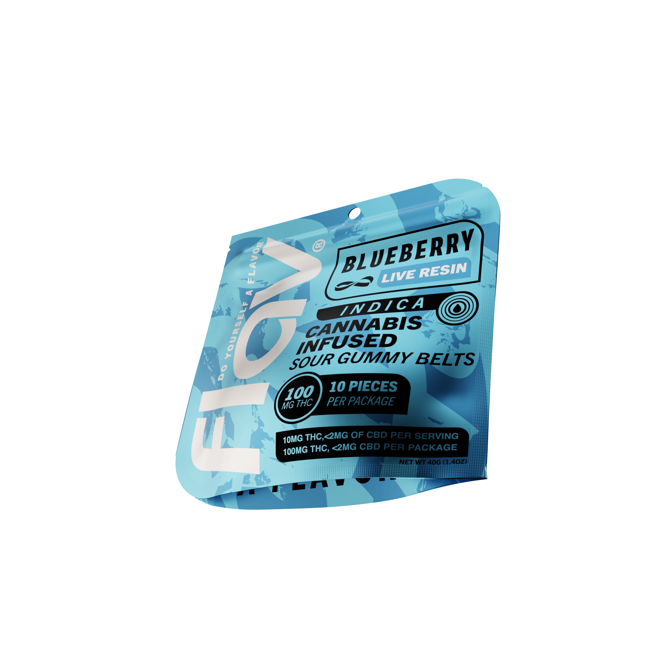 Flav | Blueberry | Belts | Live Resin | 100mg | 10 Gummy - Indica ...