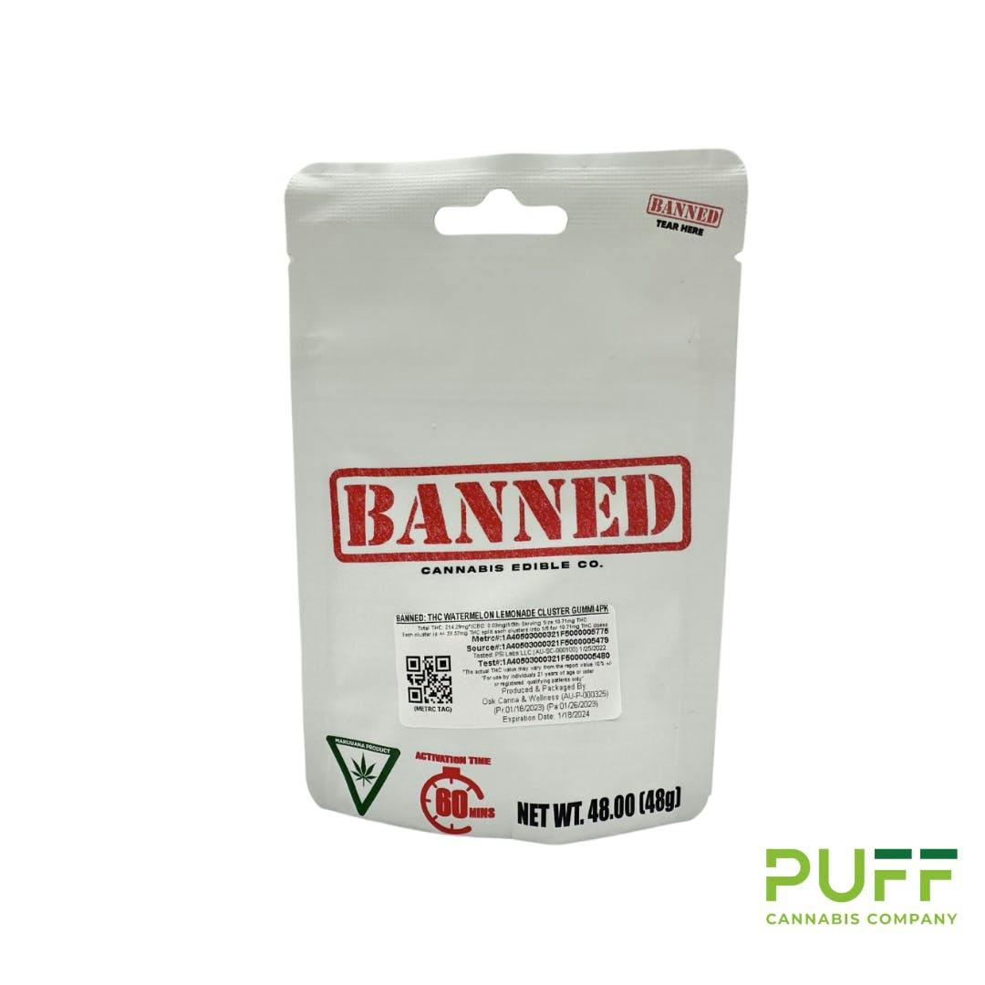 Banned Banned | 200mg Gummies | Watermelon Lemonade - Puff Cannabis ...