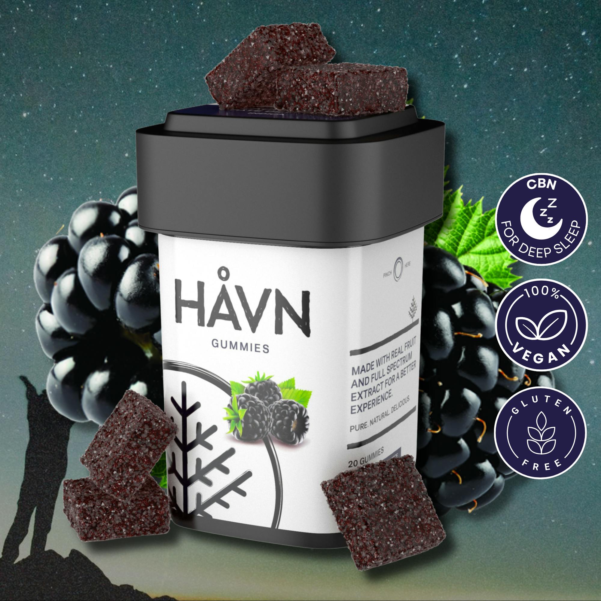 HAVN – Ratio Gummies 20 Pack – Blackberry 2:1 THC:CBN .1g Edibles | HAVN
