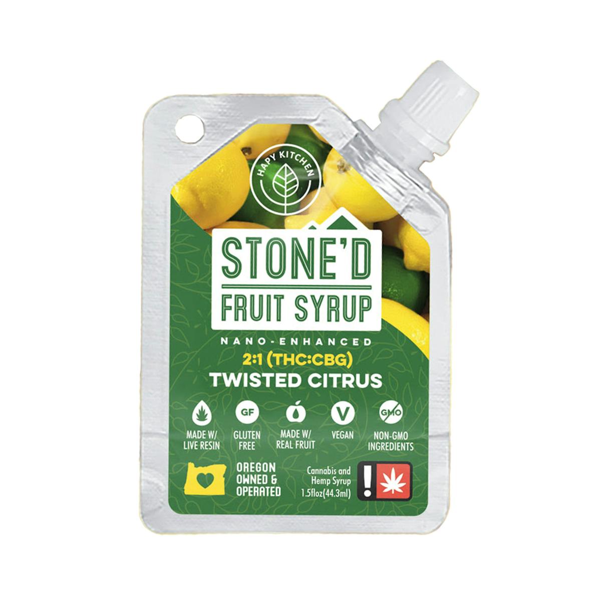 Hapy Kitchen 250mg 2:1 THC:CBG TWISTED CITRUS Stone’d Fruit Syrup 1.53g ...