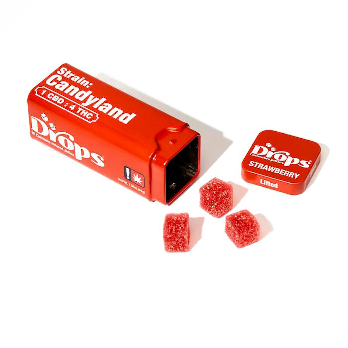 Drops 100mg 1:4 CBD:THC STRAWBERRY Lifted 20pk Live Rosin Jellies 44g ...