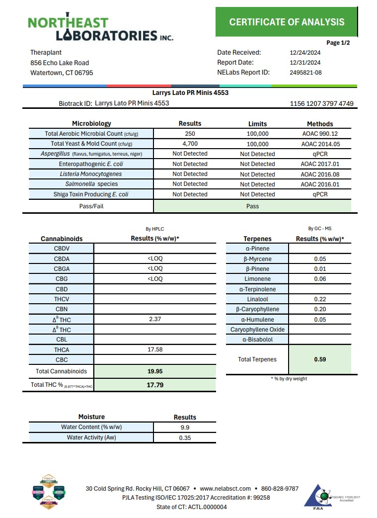 Larry's Lato Mini Pre-Roll 6-Pack | 2.4g (4553) | Curaleaf