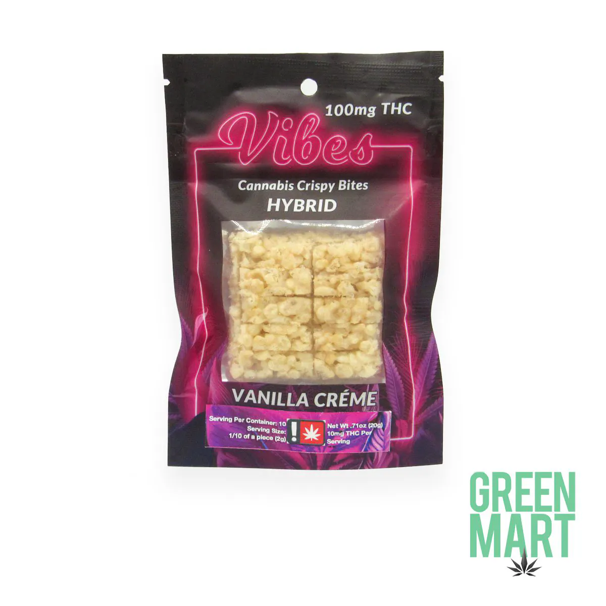 Vibes 100mg VANILLA CREME Sativa Cannabis Crispy Bites 20g Edibles ...