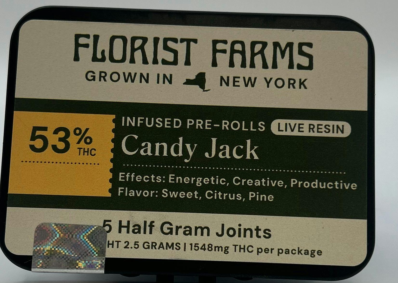 Florist Farms | Live Resin Infused | Candy Jack | 1/2 Gram Joints | 5pk - Leafology