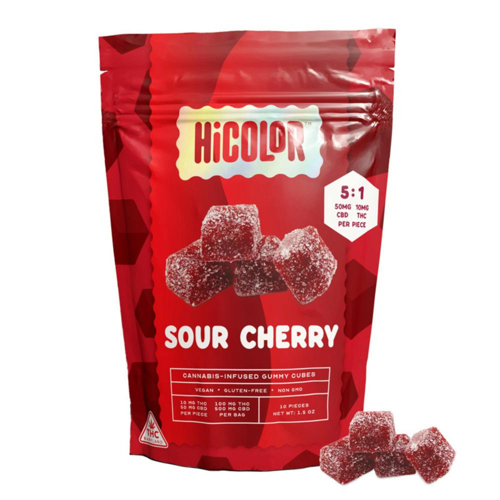 Shop HiCOLOR Sour Cherry 5:1 (CBD:THC) Gummies 10mg 10pk | 100mg in ...