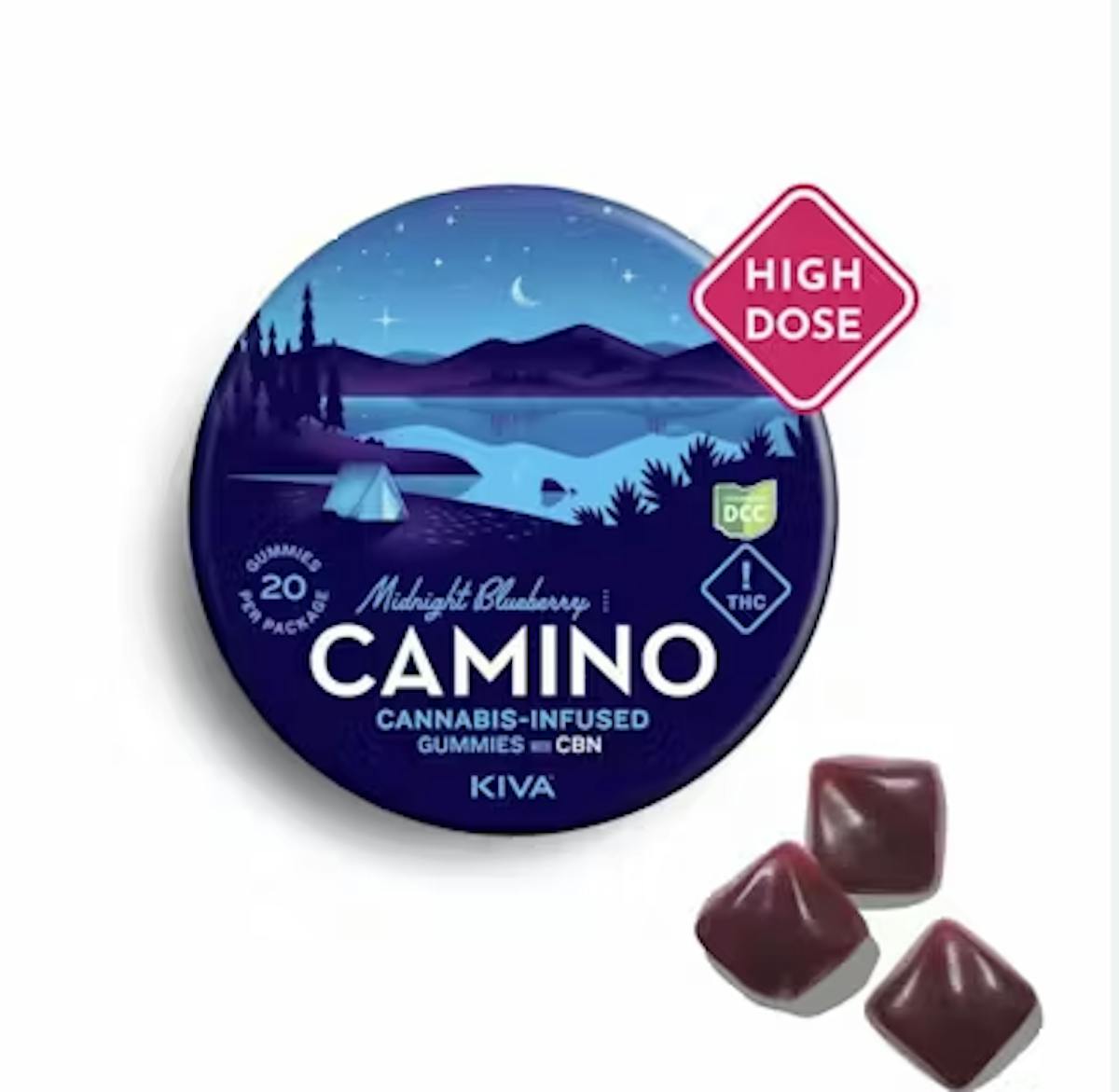 Midnight Blueberry CBN Camino Gummies 550mg (I) [20pk] 20pcs Edibles ...
