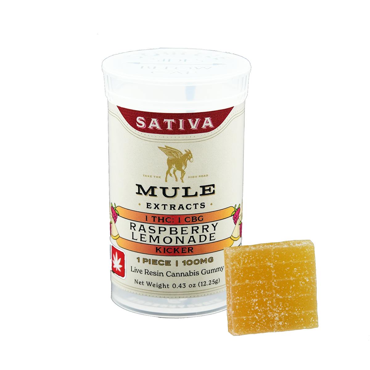Mule 100mg 1:1 THC:CBG RASPBERRY LEMONADE Kicker 24.5g Edibles | Mule ...