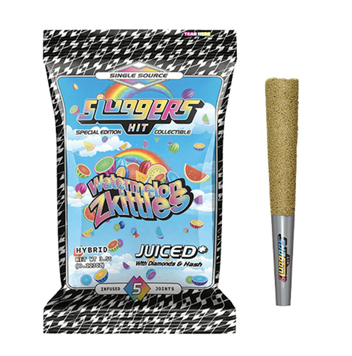 Sluggers Watermelon Zkittlez 0.7g 5pk Diamond Infused Prerolls 1/8oz ...
