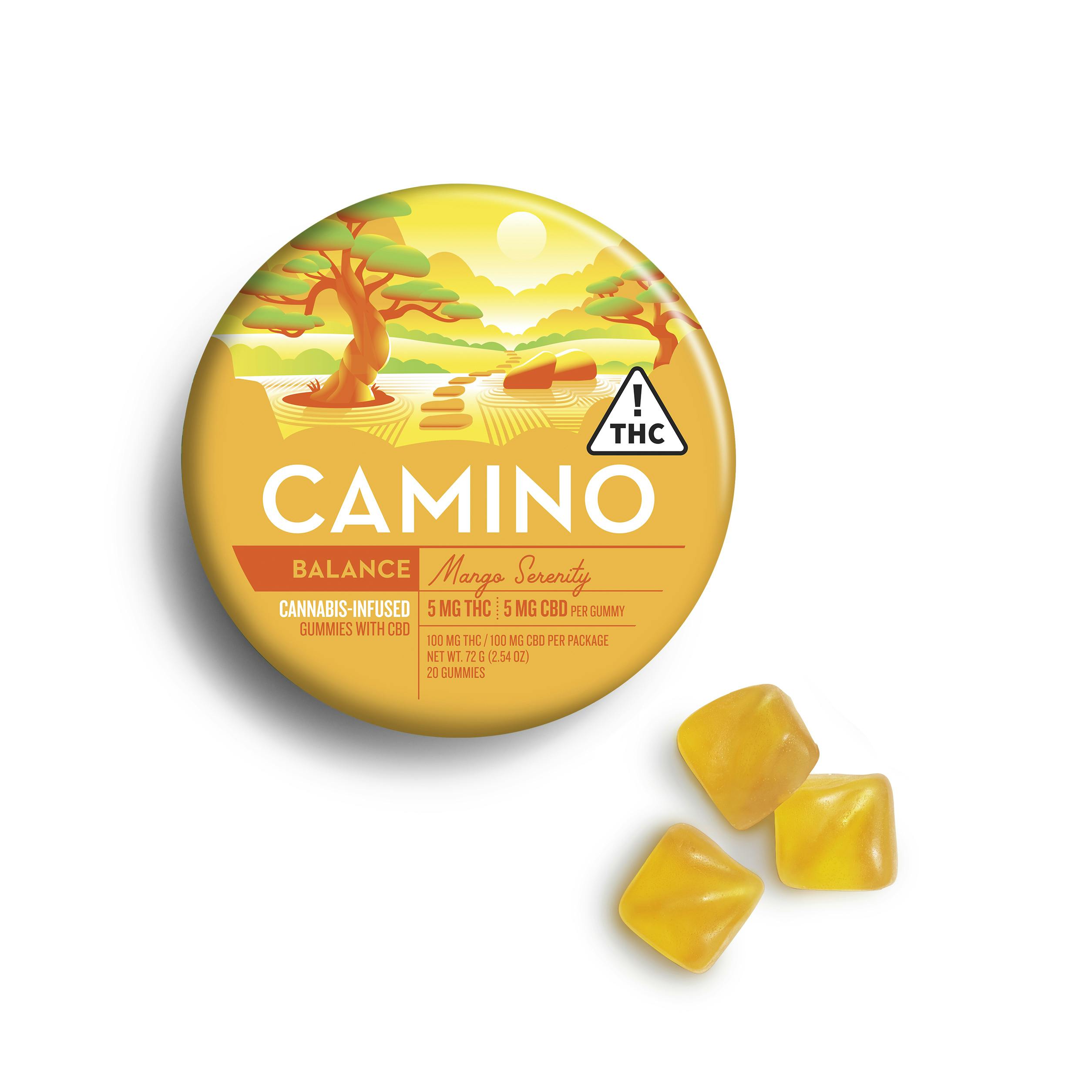 'Balance' Mango Serenity Camino Gummies | 1:1 THC:CBD | 100mg 20pk ...