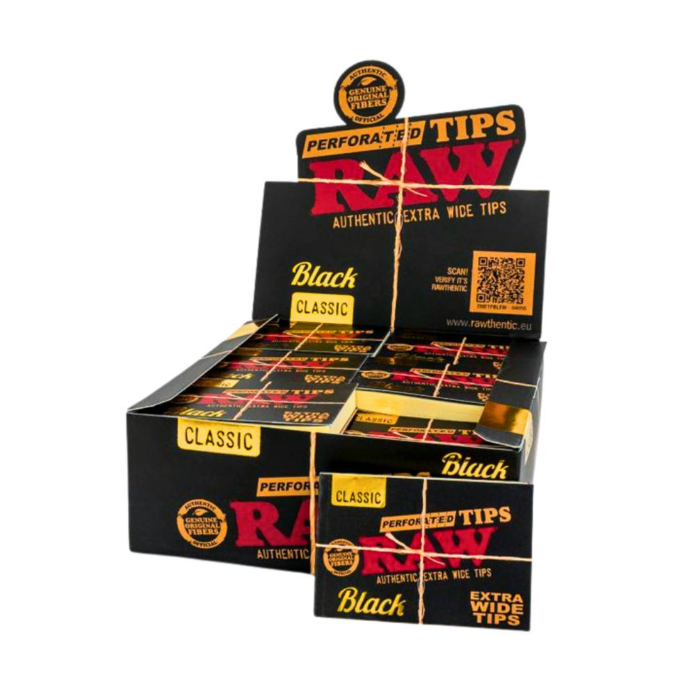 RAW - Perforated Extra Wide Tips - Black | Sessions Cannabis