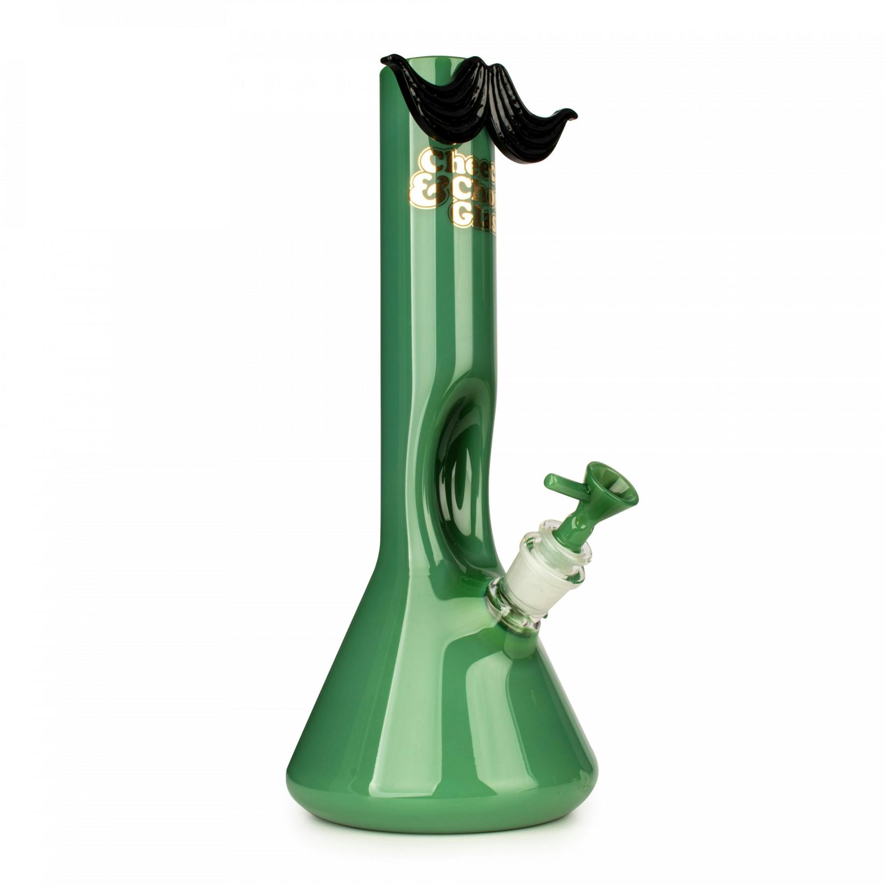 Cheech & Chong Glass - Beaker Bong - Moustache Rider - 12" - Jade Green