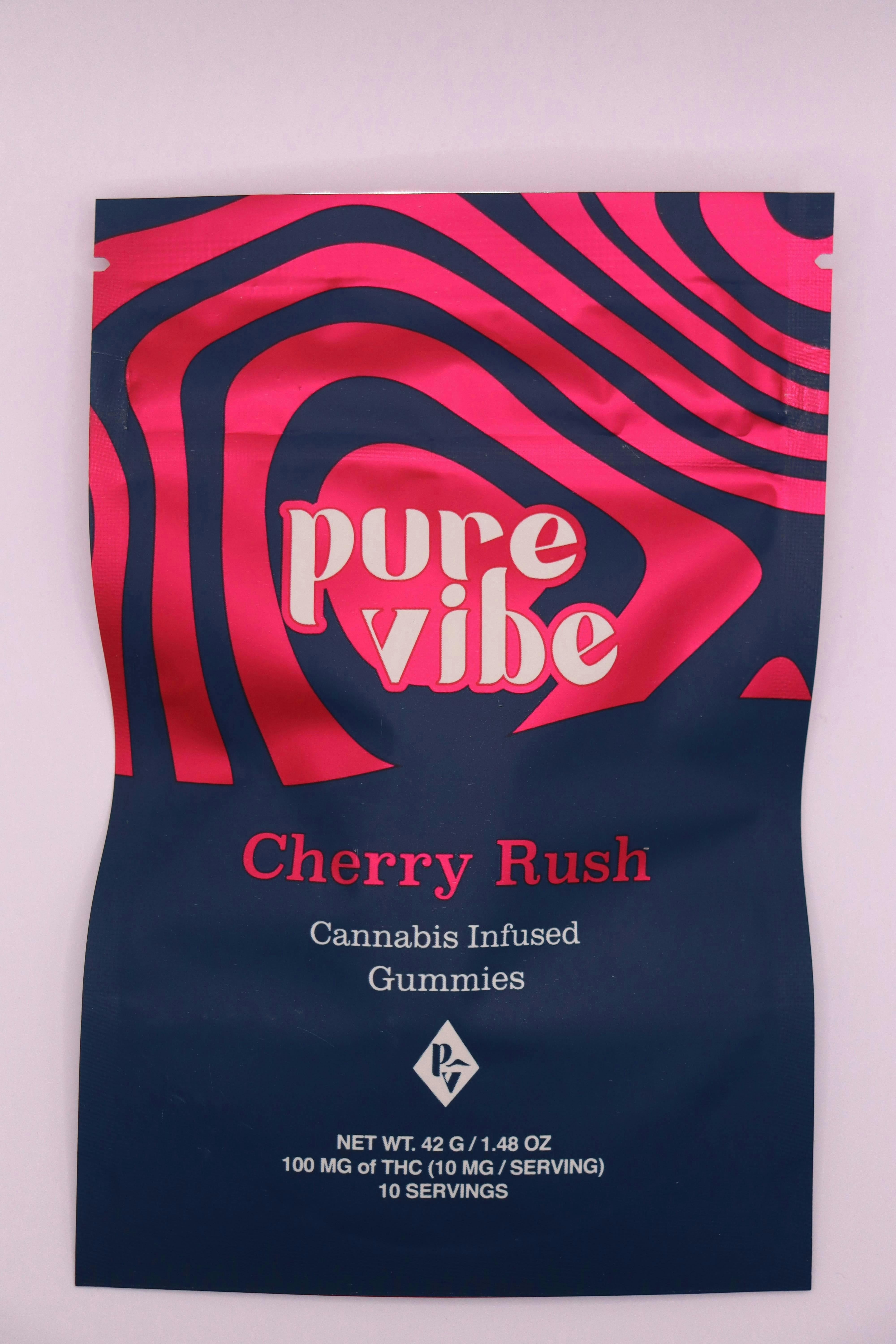 Pure Vibe | Cherry Rush | 100mg Gummies | 716 Cannabis LLC.